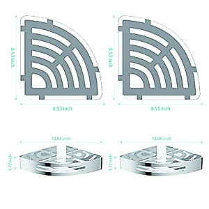 FOTN Shower Caddy Basket, NO Drilling Shower Shelf Adhesive Corner Shower Organizer with Hooks for Bathroom Kitchen Toilet Storage Shelf, Rustproof 304 Stainless Steel Shower Rack, 2 Pack (silver)