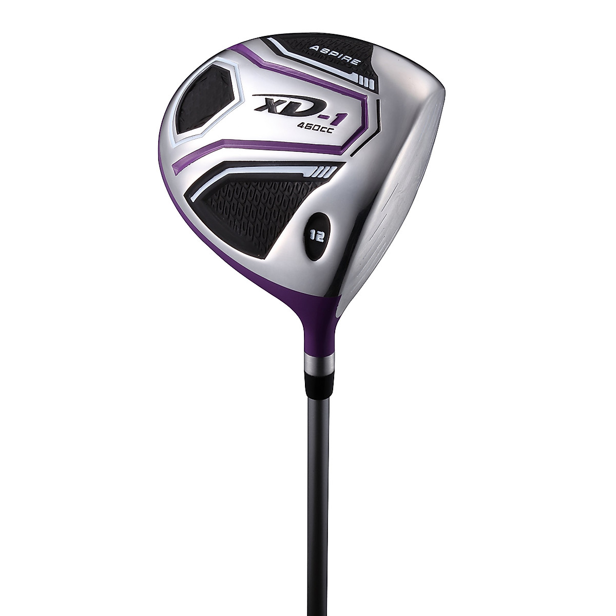 Aspire XD1 Ladies Womens Complete Right Handed Golf Clubs Set Includes Titanium Driver, S.S. Fairway, S.S. Hybrid, S.S. 6-PW Irons, Putter, Stand Bag, 3 H/C's Purple (Right Hand Petite -1")