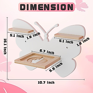 Eostbe Butterfly Tonie Shelf for Tonie and Tonie Box - White Magnetic Tonie Wooden Floating Shelf for Tonie Storage, Cute Tonie Wall Shelf for 8-12 Tonie Figures,Tonie Box Shelf Wall Mounted for Kids