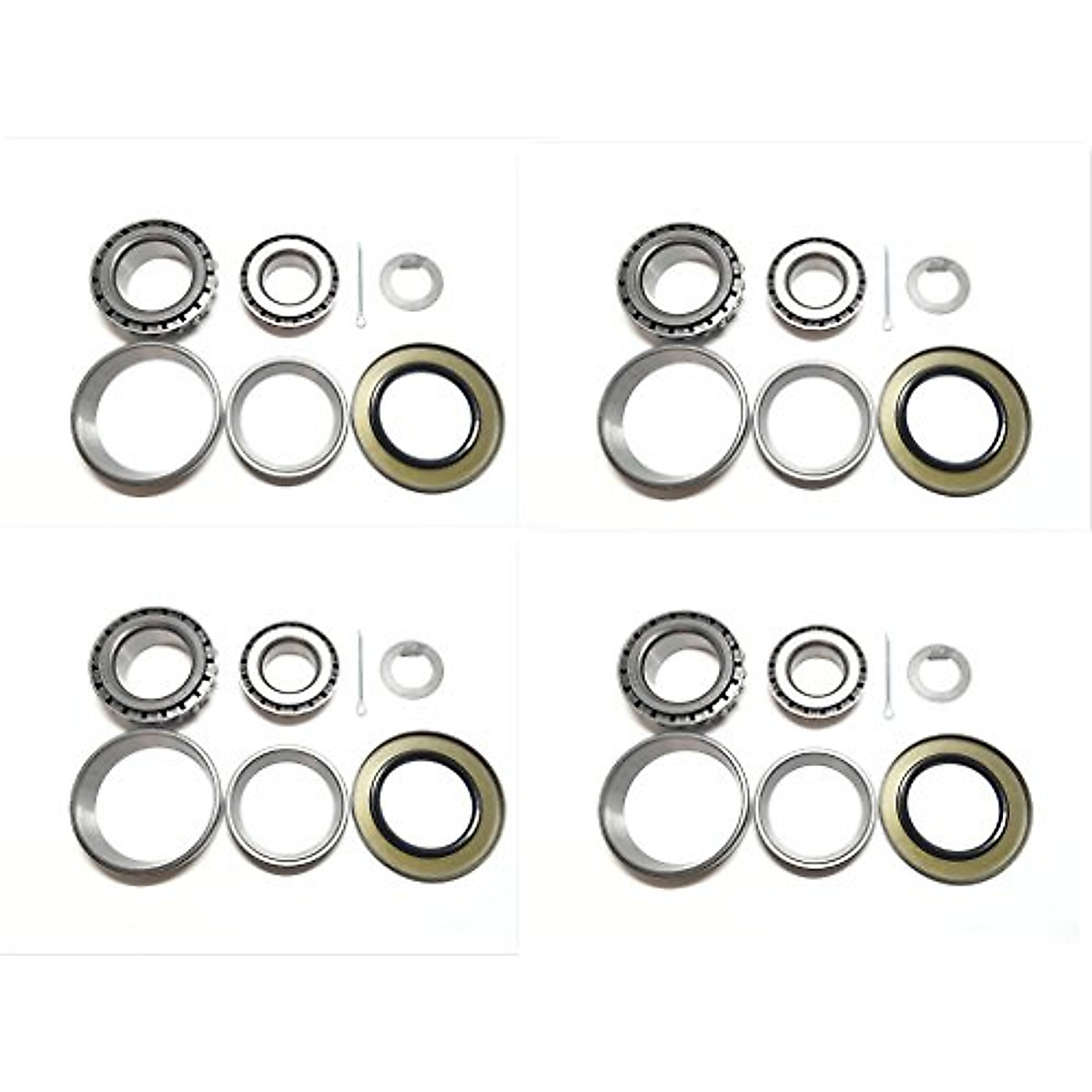 (Set of 4) WESTERNPRIME Trailer Hub Wheel Bearing Kit 25580 14125A with Double Lip Grease Seals 10-36 10-10 for 5200-7000 lb. Tandem Axles
