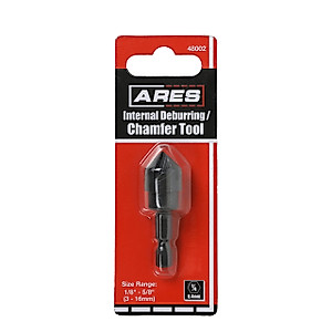 ARES 48002 – Internal Rotary Deburring & Chamfer Tool (3-19mm) – 1/4-Inch Shank for Use with Drill or Hex Driver - Clean and Repair Internal Edges of Newly Cut Pipes