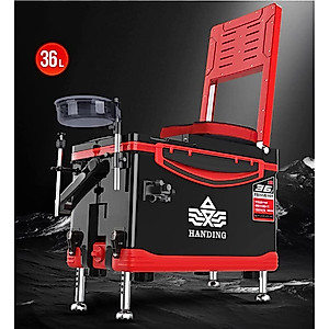 Fishing Box, Portable 36L Full Set of Ultra-Light and Multi-Functional Table Fishing Box with Hidden Backrest, Four-Leg Lift, for Outdoor Camping Competition