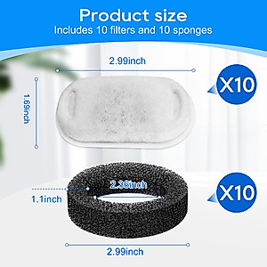 MyfatBOSS Cat Water Fountain Filter,20 Pack Cat Fountain Filter Replacement Compatible with Petlibro 67oz/2L & 101oz/3L Stainless Steel Pet Water Fountain, Tomxcute 108oz/3.2L Fountain with Sponge