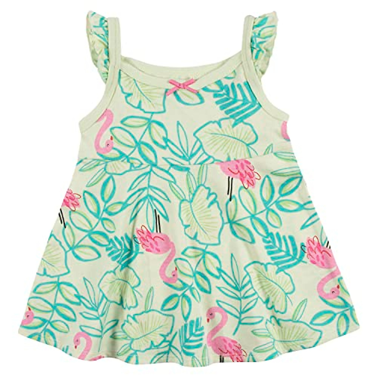 Gerber Baby Girls' 3-Piece Sundress, Diaper Cover and Hat Set, Flamingo