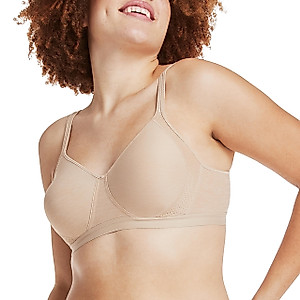 Hanes Women's X-Temp Wireless Cooling Mesh, Full-Coverage, Convertible T-Shirt Bra, Nude, Large