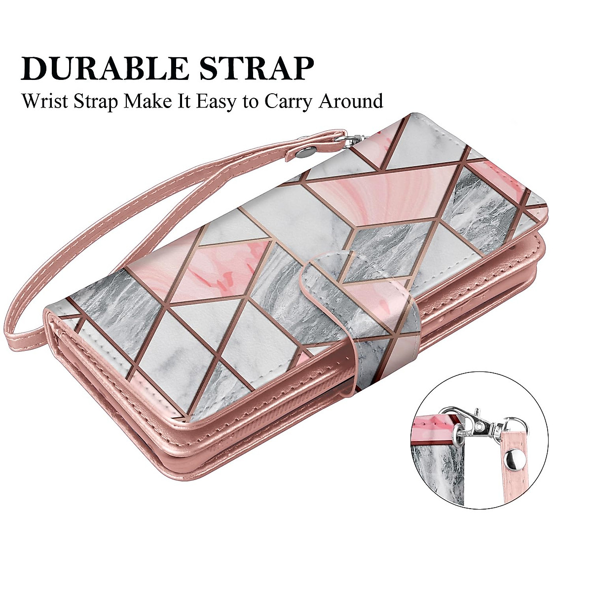 Takfox Galaxy S20 FE 5G Case, for Samsung S20 Fan Edition / S20 FE 5G Wallet Case, with Credit Card Holder Slots Folio Flip PU Leather [Kickstand] Detachable Magnetic Hard Phone Case & Strap-Marble