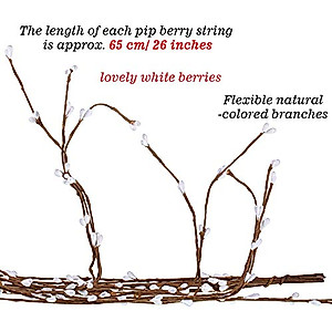 WILLBOND 64 Feet 30 Packs Ply Pip Berry Garland for Christmas Winter Indoor Outdoor Decor Head Wreaths Wedding Crowns (White)