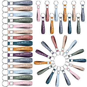 60 pcs Inspirational Quote Key Chains Silicone Motivational Key Chains Employee Appreciation Gifts Teacher Appreciation Gifts (Bright)