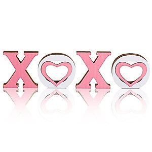 Valentines Day Wood XOXO Decor Wedding Romantic Blocks Supplies Party Home Wall Shelf Table Desk Mantle Mothers Love