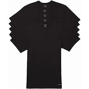 Calvin Klein mens 100% Cotton T-Shirt Packs 5 BLACK- SHORT SLEEVE SLIM FIT CREWNECK L