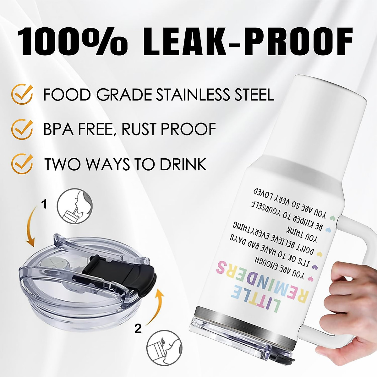 Inspirational Gifts for Women, Little Reminders You Are Enough Tumbler 40oz, Mental Health Gifts, Motivational Positive Affirmations Uplifting Recovery Healing Encourage Gift for Coworker Friend