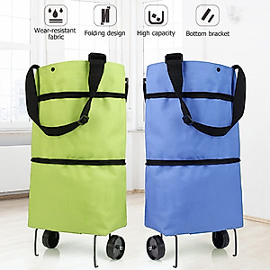Grocery cart Foldable Grocery Cart with Shopping Bag, Reusable Collapsible Trolley Bags Waterproof Folding Shopping Bag Shop Cart with Wheels Reusable Grocery Bags for Women Utility Carts