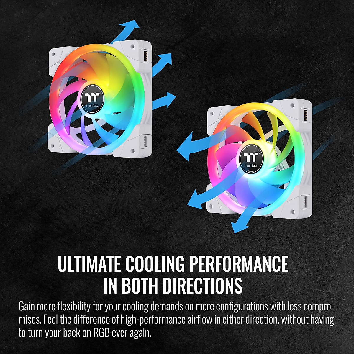 Thermaltake SWAFAN EX 14 RGB PC Cooling Fan White, 500~2000 RPM, Magnetic Connection, Reversable Blades, Controller Included, CL-F162-PL14SW-A, 140mm, 3 Pack