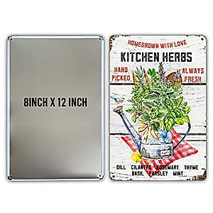 Funny Kitchen Herbs Homegrown with Love Metal Tin Sign Wall Decor Retro Sign for Home Decor Gifts