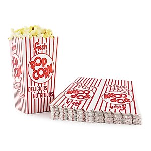Snappy 44-E Red & White Open Top Popcorn Boxes, .8 Oz. 100Count