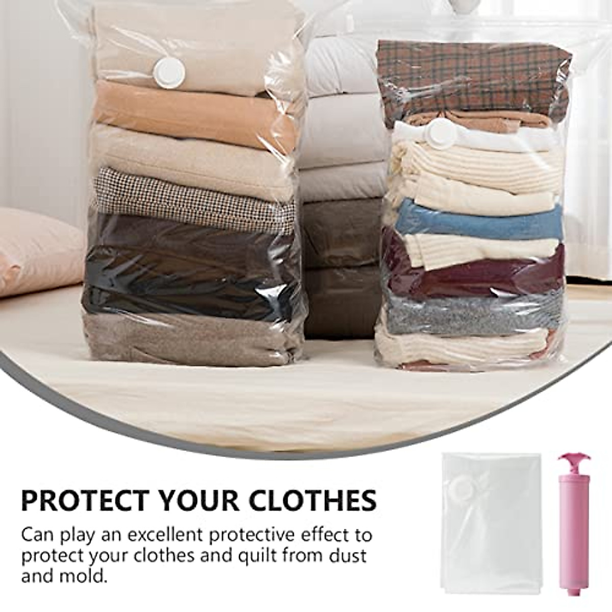 LIFKOME 1 set Bedding Pump Manual Pillows Foldable Inch Quilt Blankets Clothes S Bag Storage Sealer Practical Bags Color Saver Space with Vacuum Ing Professional Reusable Random Hand