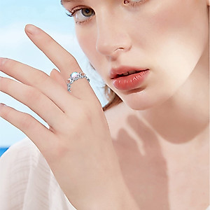 SCZKLAQ Triple Moon Ring for Women 925 Sterling SilverTriple Moon Goddess Rings Moonstone Rose Triple Moon Jewelry Gifts for Women