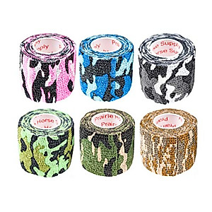 Prairie Horse Supply Vet Wrap Tape Bulk (Assorted Camo Colors) (6 Pack) (2 Inches Wide) Vet Wrap Medical First Aid Tape Self Adhesive Adherent for Ankle Wrist Sprains and Swelling