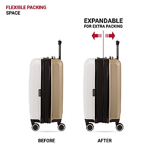 SwissGear Duet Hardside Expandable Luggage with Spinner Wheels, Ivory/Taupe, Carry-On 19-Inch