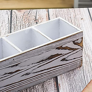 YOSCO Wood Pens Pencils Holder for Desk Remote Control Holder,Organizer,Desktop Storage Box with 3 Compartments,Multiuse for Store TV Remotes,Game Console,Phones,Office Supplies (Pinewood)