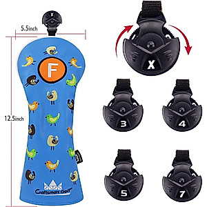 Craftsman Golf Birdie Birds Driver Fairway Wood Hybrid Headcovers for Ping Adams Etc.(3pcs (1,F,H))