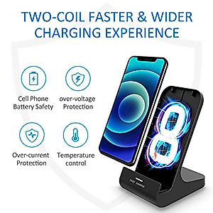 Wireless Charger YW YUWISS Wireless Phone Charger Stand 10W Max Compatible with Apple iPhone 14 13 12/12 Pro Max/ 11Pro/11Pro Max/XR/XS Max/XS/X/8/8Plus, Samsung Galaxy (Dark)