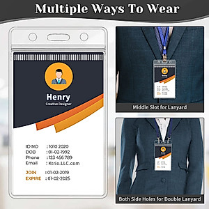 6 Pack Badge Holder, Plastic ID Badge Holder, Clear Waterproof ID Card Holder with Resealable Zip, 2.5" x 3.8" Vertical Name Tag Holder for Nurses and Office, Fits ID Card/Credit Card/Student Card