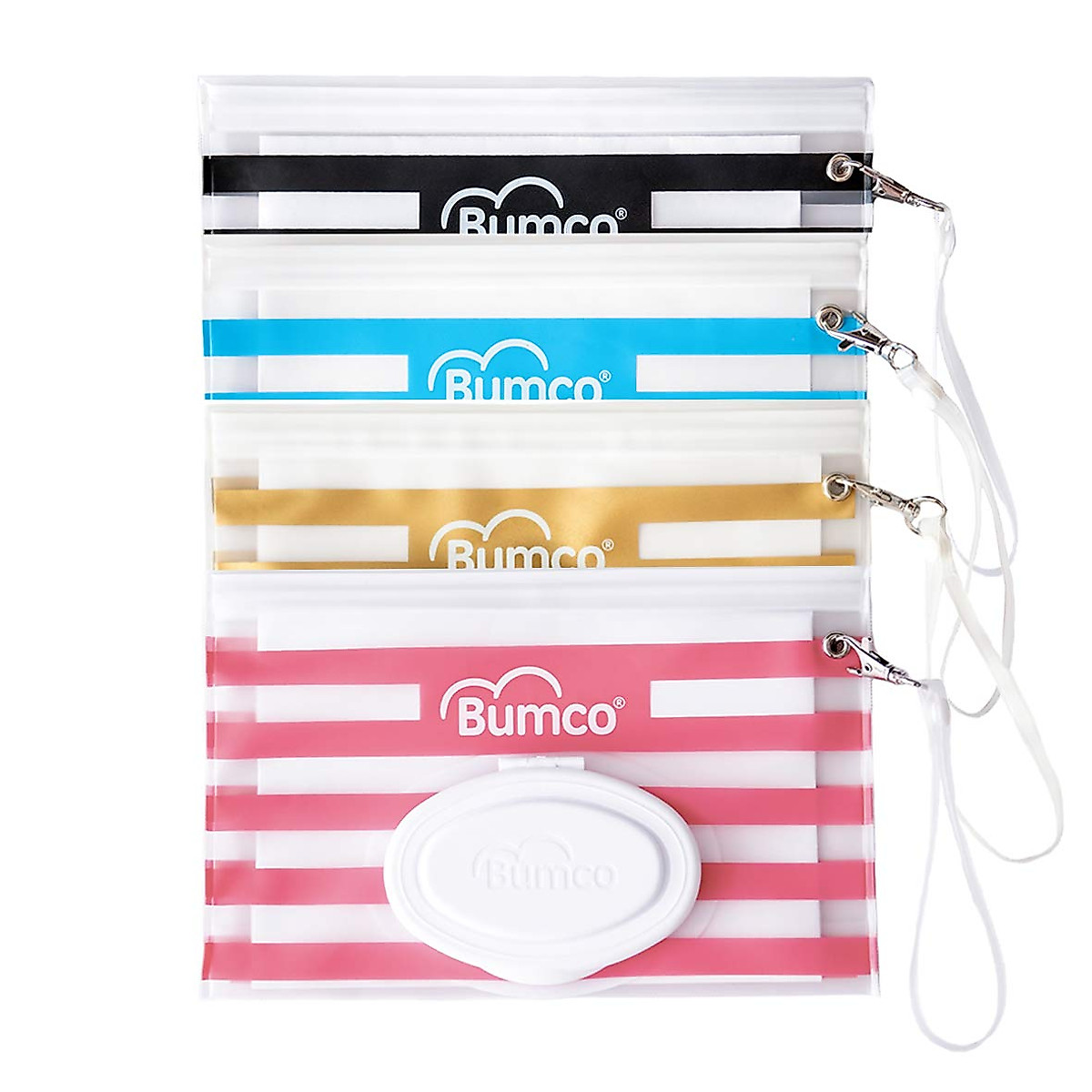 Bumco Diaper Bag Wet Wipes Dispenser, Reusable Refillable Pouch, Organizer for Travel, Carrying Clutch, Unique Baby Gift for Girl/Boy, (Gold & Black)
