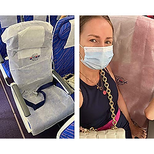 2pcs Protective Airplane Seat Covers for Travel Automotive Seat Cover Plane Protector Cars Taxi Train Public Transit Bus Disposable/Reusable Hygienic (Light, 2-Pack)