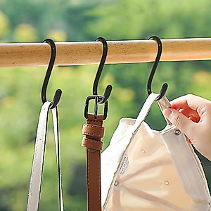 Cozihom 3 Inch Heavy Duty Vinyl Coated S Hooks, Rubber Coated S Hooks, Extra Thick Non Slip Metal S Hanger for Closet, Garden, Garage, Kitchen Hanging, Black, Pack of 12