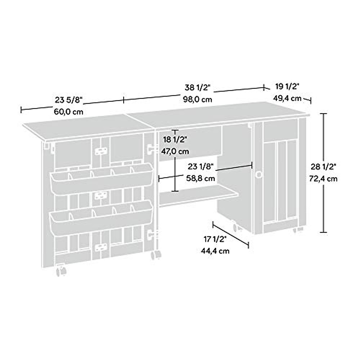Sauder Miscellaneous Storage Sewing/Craft Cart/ Pantry cabinets, Vintage Oak finish