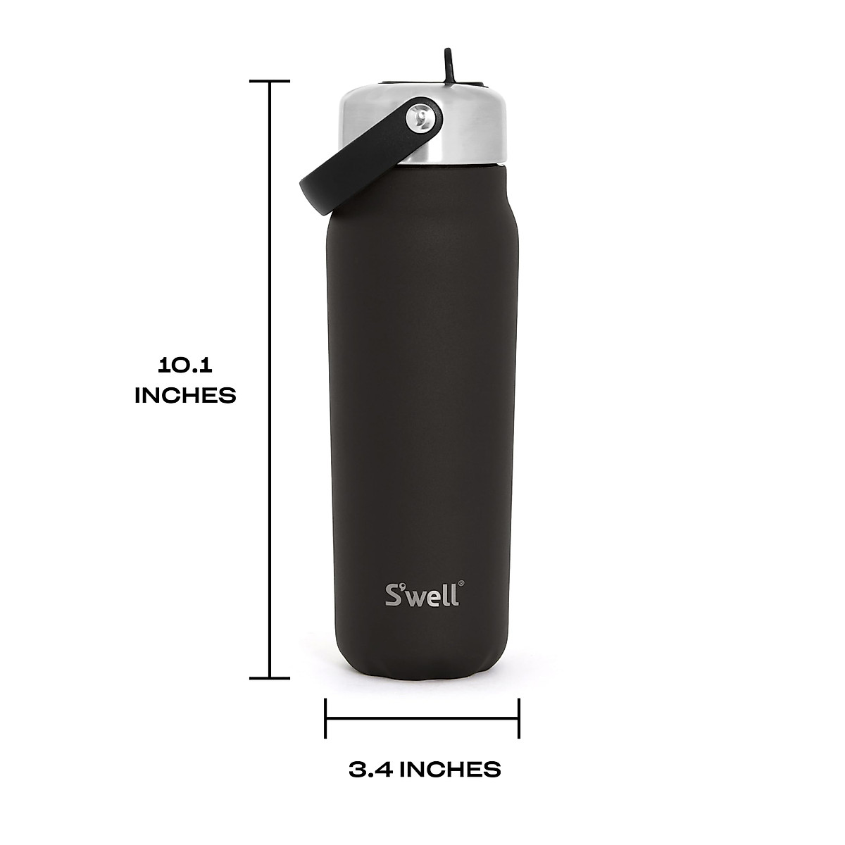 S'well Recycled Stainless Steel Explorer with Flip Straw Lid, 24oz, Onyx, Triple Layered Vacuum Insulated Containers Keeps Drinks Cold for 36 Hours and Hot for 8
