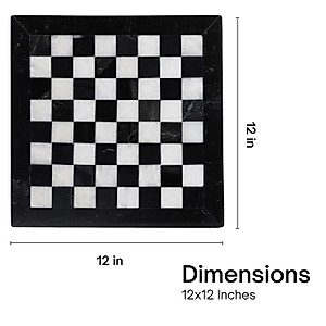 Marble Chess Set-Magnificent Handcrafted Board and Chess Pieces-12X12 inch Black White Classic