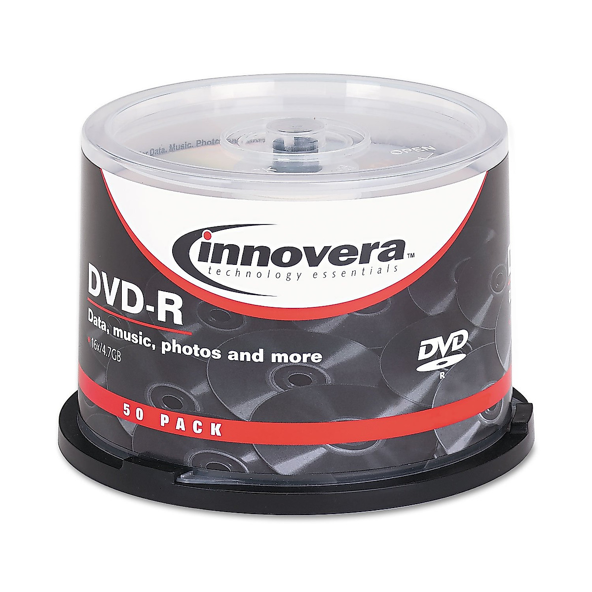 Innovera 46850 DVD-R Discs, 4.7GB, 16x, Spindle, Silver, 50/Pack