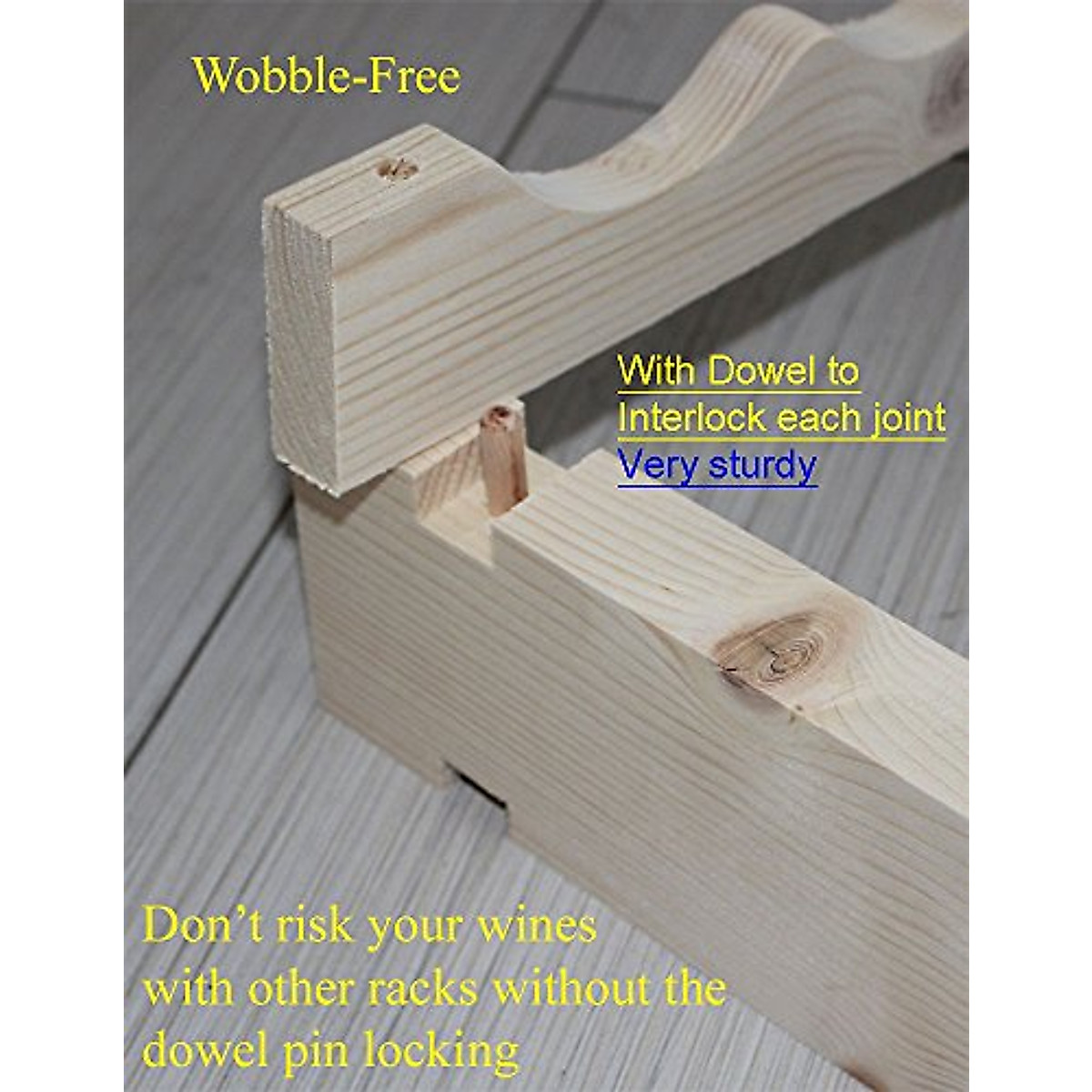 Stackable Modular Wine Rack Wine Storage Rack Holder Display Shelves for Wine Cellar or Basement , Freestanding Wine Rack Thick Wood Wobble-Free (Unfinished, 12 X 6 Rows (72 Slots))