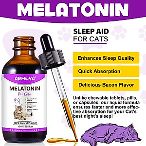 ARMOYA Cat Melatonin - Melatonin for Cats - Cat Calming Treats- Cat Sedative for Grooming - Helps to Support Restful Sleep for Your Cat - Cat Sleep Aid - Anxiety Relief for Cats