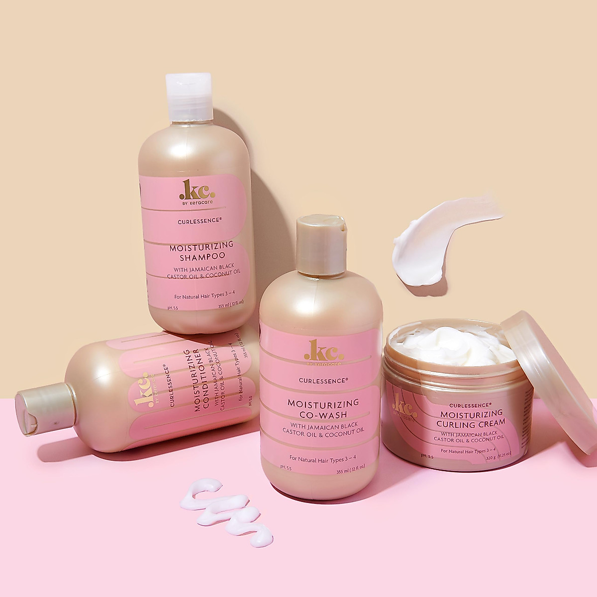 KeraCare CurlEssence Coconut Shampoo - With Jamaican Black Castor Oil and Coconut Oil - For Curly Hair - Ease Combing & Detangling - Sulfate, Silicone, and Paraben Free - 12 oz