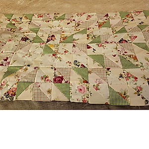 Hanjunzhao Vintage Rose Floral Plaid Fat Quarters Fabric Bundles for Quilting Sewing Crafting,18 x 22 inches