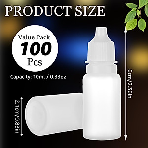 AKOLAFE 100PCS 10ML Plastic Dropper Bottle with Caps Empty Eye Dropper Bottle Clear Essential Oil Bottle Mini Squeeze Bottles Bulk Squeezable Ear Drop Bottle Travel Size Small Bottle for Liquids Paint
