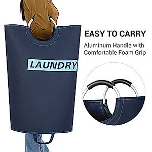 115L Extra Large Laundry Basket Collapsible Clothes Laundry Hamper Folding Lightweight Freestanding Laundry Bag Dirty Clothes Basket for Bathroom (Blue)