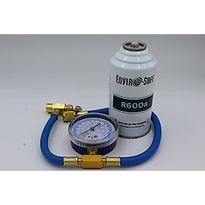 R600a Refrigerant - 1 Can and Brass Gauge, 6oz Cans - R600a for HVAC for Use