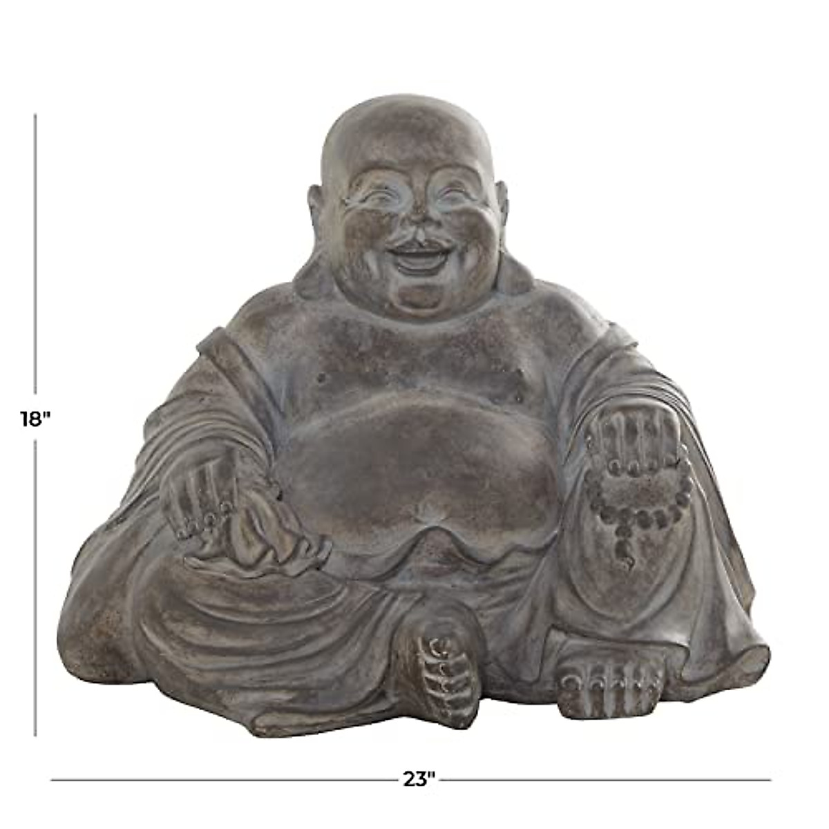 Deco 79 Magnesium Oxide Buddha Indoor Outdoor Meditating Garden Sculpture, 23" x 19" x 18", Brown