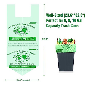 BEIDOU-PAC 8-10 Gallon Compostable Trash Bags, 40 Count, Compost Bags Kitchen Trash Bags with Handle, Sturdy Biodegradable Garbage Bags Food Scrap Waste Bags, ASTM D6400, US BPI Certified