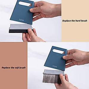 Engjajo 3 in 1 Mini Hand Brooms Small Dust Pan Scraper and Brush Set for Window Table, Desk, Countertop, Key Board, Car (Gray) ENG102