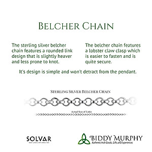 Biddy Murphy Authentic 925 Sterling Silver Irish Claddagh Necklace with Connemara Marble Inlay, Fine Celtic Jewelry for Women, 18" Length, 5/8" x 5/8" Inch Pendant, Imported from Ireland