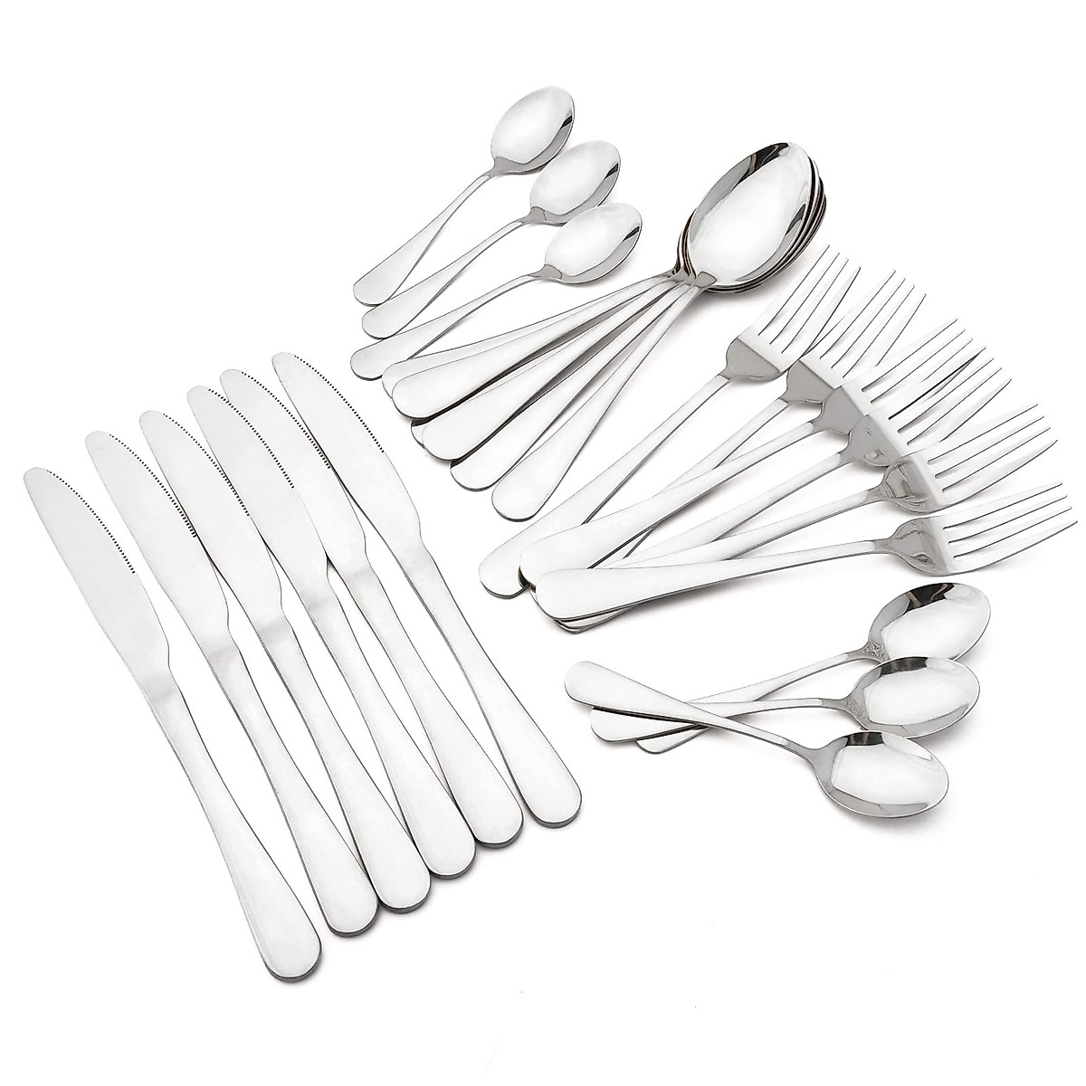 Snplowum 24pcs Silver Flatware Set With Holder, Stainless Steel Egg Shape Cutlery Storage Tableware Kitchen Utensils Gift Set, Silverware Set for Home and Restaurant Banquets, Service For 6