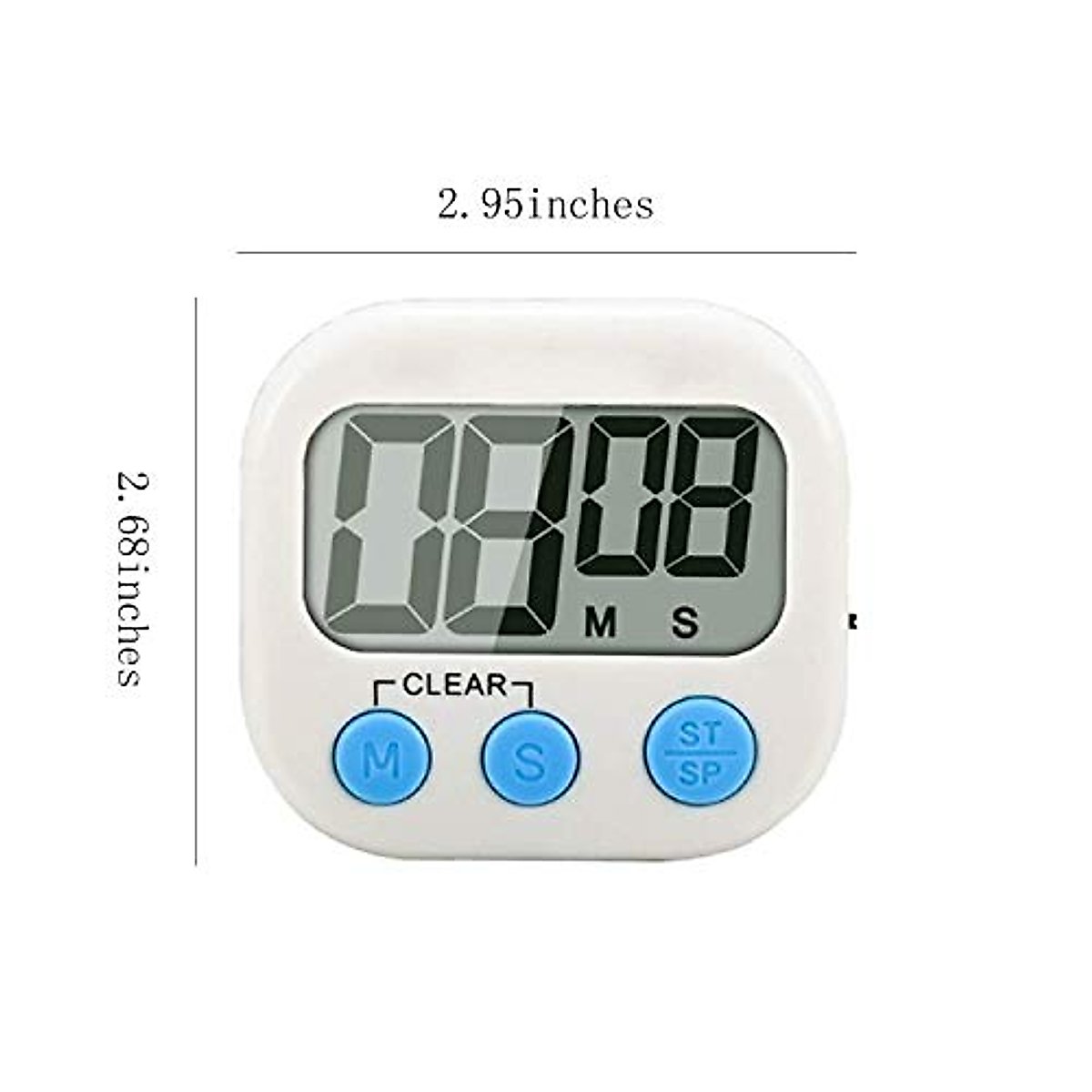 Timer, Multi-Functions Magnetic Countdown Kitchen Digital Timers ,Use for Cooking,Classroom,Bathroom,Teachers,Kids Time Management,White(No lncluded Battery)