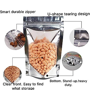 100PCS Resealable Smell Proof Bags with Clear Front Window, Zip Lock Stand Up Aluminum Foil Bags Mylar Food Storage Bags Pouch for Dry Food, Snack, Jewelry, Electronics（8x12+4inch）
