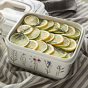 RACHEL BARKER Meadow Flower Porcelain Serve and Store Airtight Large Container (120OZ)