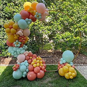 Here Comes The Son Balloon Garland Arch Kit Groovy Flower Theme Balloon With Orange Yellow Blue Sand White Balloon For Baby Shower Bridal Shower Wedding Birthday Party Decoration